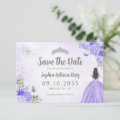 Floral Purple Silver Princess Birthday Quinceanera Save The Date | Zazzle