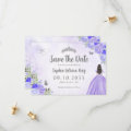 Floral Purple Silver Princess Birthday Quinceanera Save The Date | Zazzle