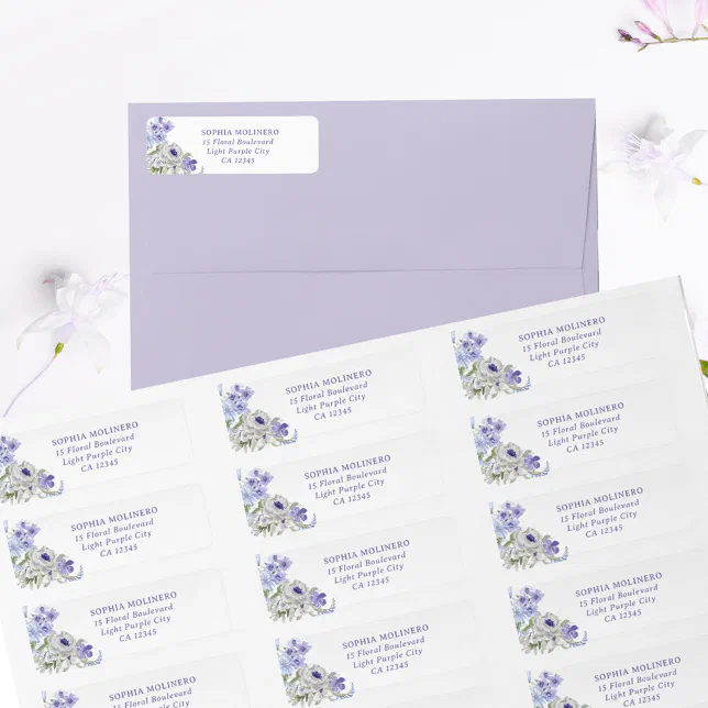 Floral Purple Watercolor Flowers Return Address Label | Zazzle