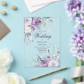 Floral Purple Watercolor Modern Wedding Acrylic Invitations | Zazzle