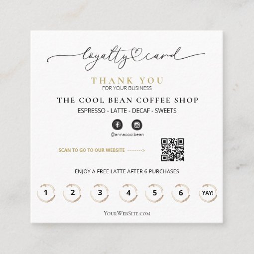 Floral QR . Cafe Coffee Bean Espresso Rewards Loyalty Card | Zazzle