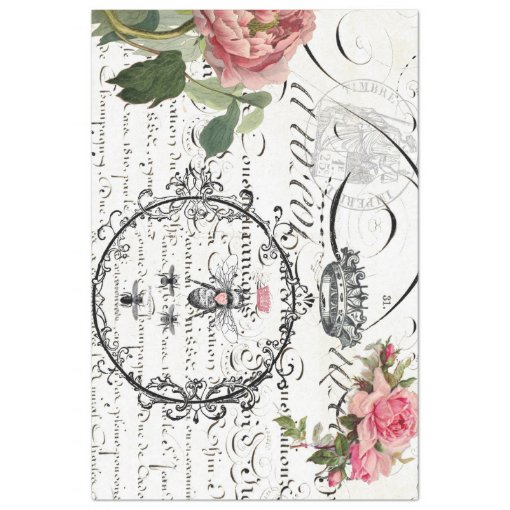 Floral Queen Bee Script Decoupage Paper | Zazzle