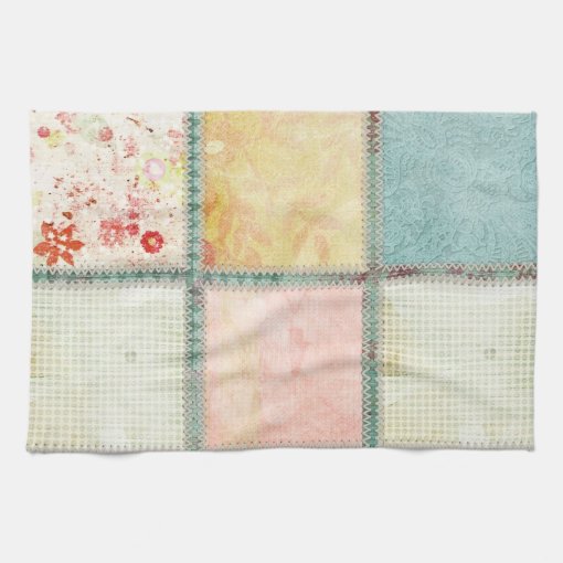 Floral Quilt Squares Square Kitchen Towel | Zazzle