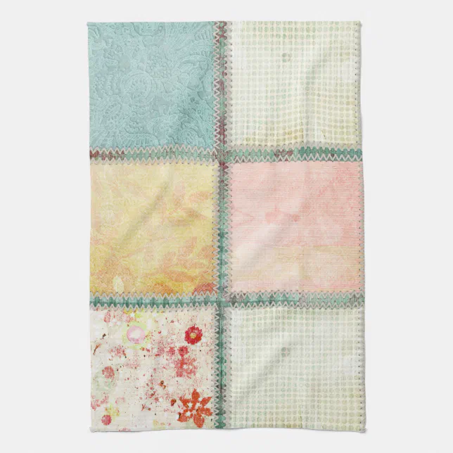 Floral Quilt Squares Square Kitchen Towel | Zazzle
