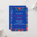 Floral Quinceanera Blue Mexican Fiesta Birthday Invitation | Zazzle