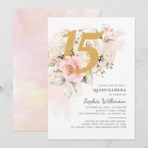 Floral Quinceanera Botanical 15th Birthday Invitation | Zazzle