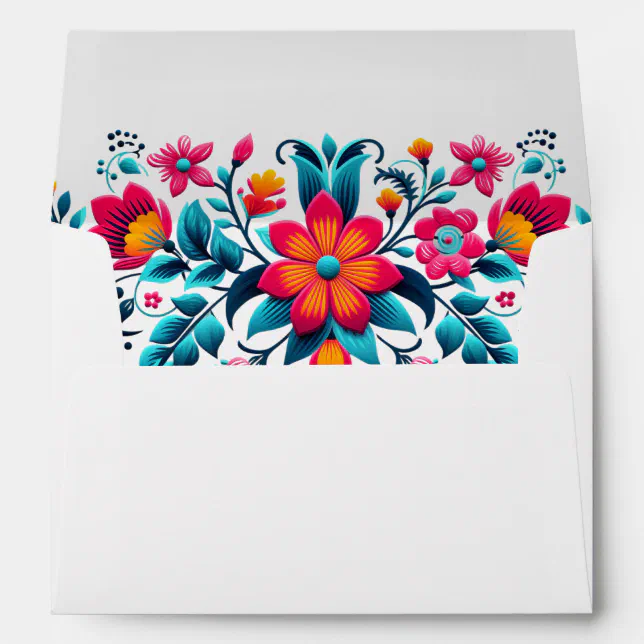 Floral Quinceanera Mexican Fiesta Birthday Envelope | Zazzle