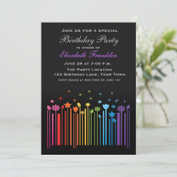Floral Rainbow Bar Code Party Invitation | Zazzle