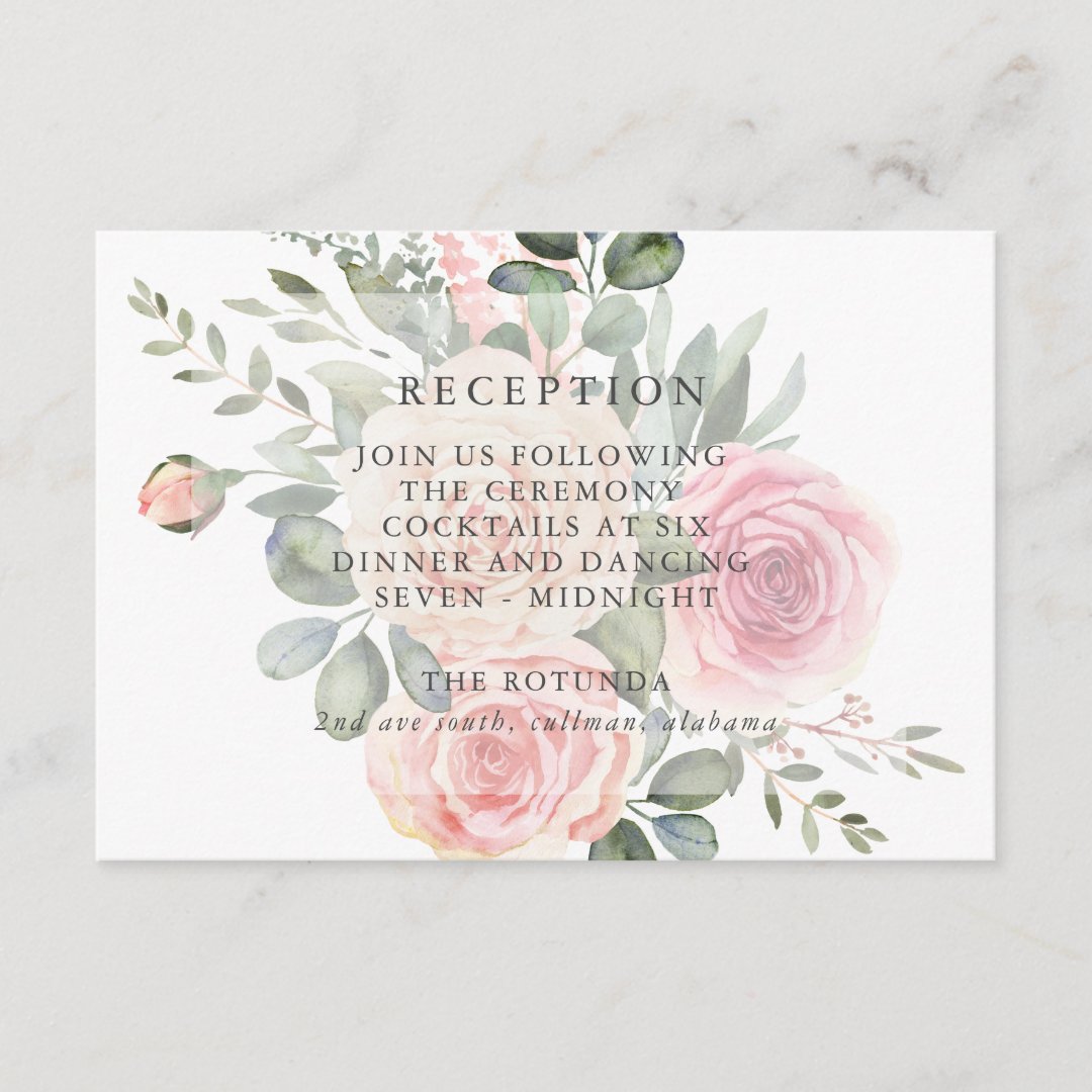 Floral Reception Card | Zazzle