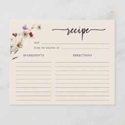 Floral Recipe Card | Zazzle