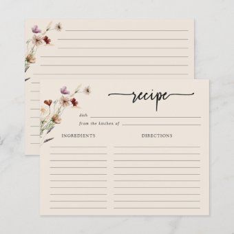 Floral Recipe Card | Zazzle