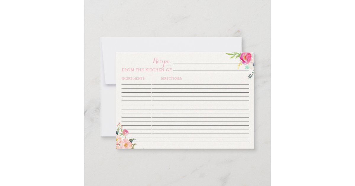 Floral Recipe Card and Poem | Zazzle