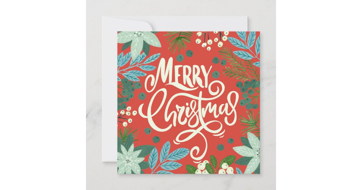 Floral red Christmas photo Holiday Card | Zazzle