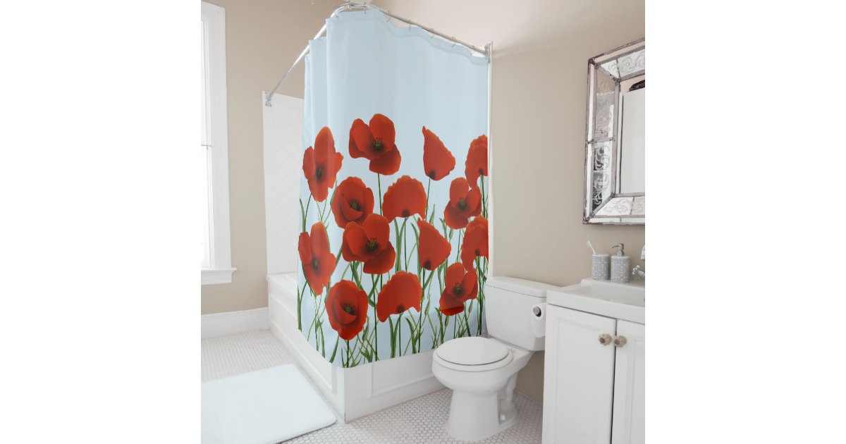 Floral Red Poppies Shower Curtain Zazzle
