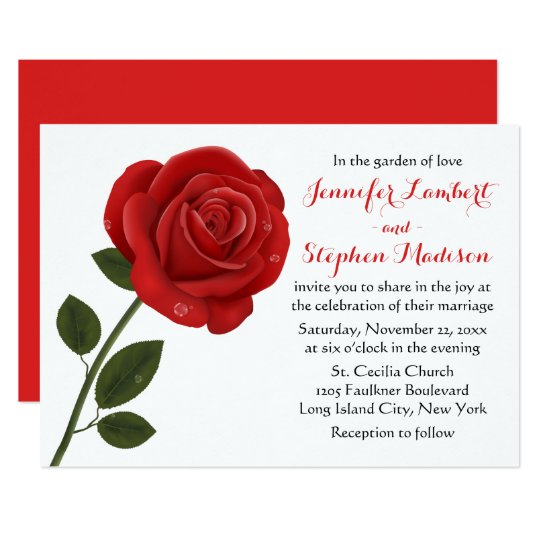 Floral Red Rose Flower Wedding Party Invitation | Zazzle.com
