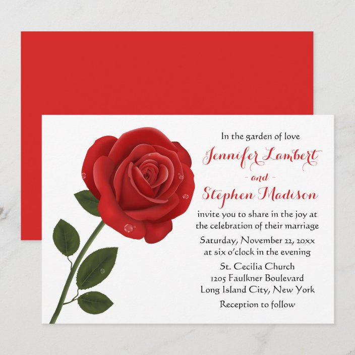 Floral Red Rose Flower Wedding Party Invitation | Zazzle.com
