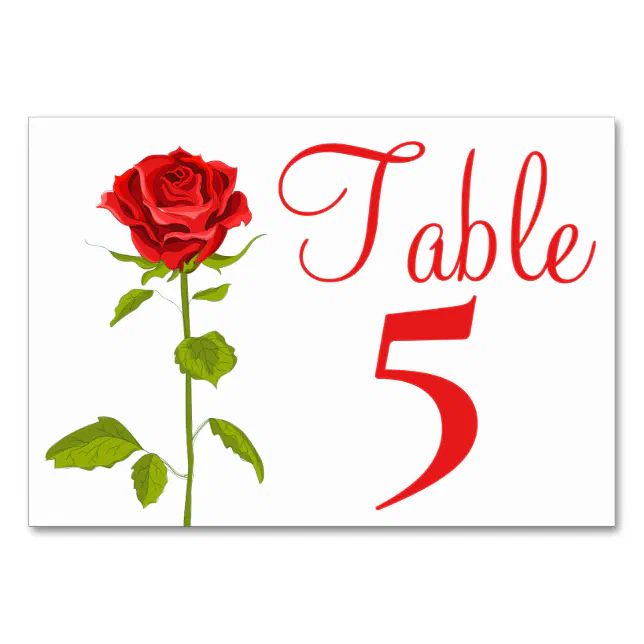 Floral Red Rose Flower Wedding Table Number Roses | Zazzle