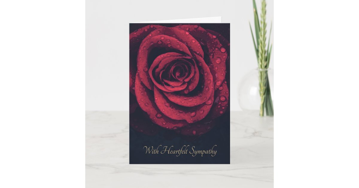 Floral Red Rose Sympathy Cards | Zazzle