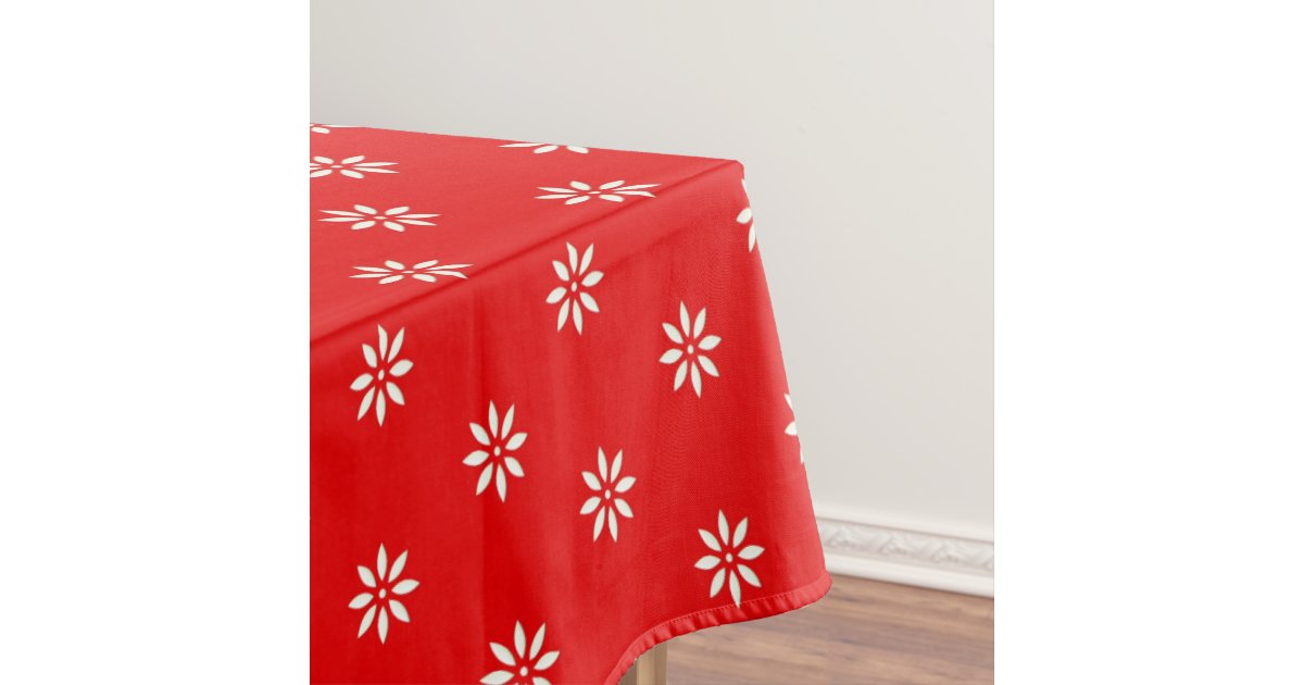 Floral Red & White Tablecloth | Zazzle
