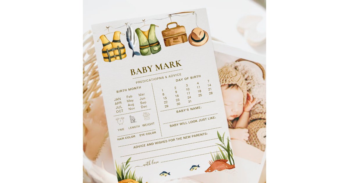Floral Reel Excited Baby Shower Predictions Game | Zazzle