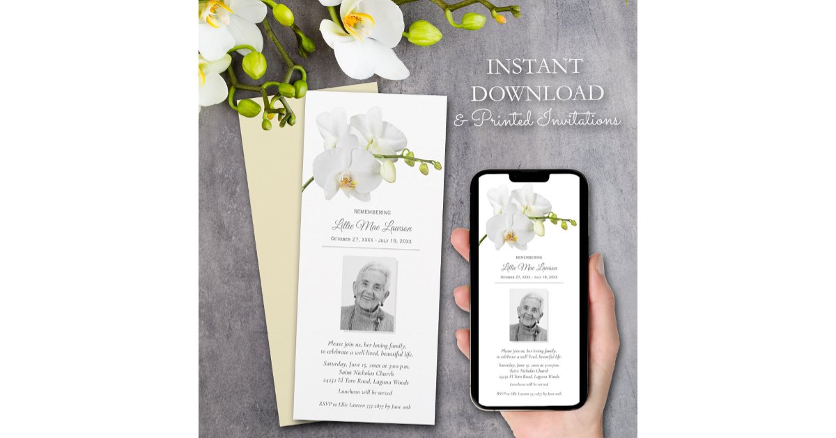 Floral Remembrance Celebration Photo Invitation | Zazzle