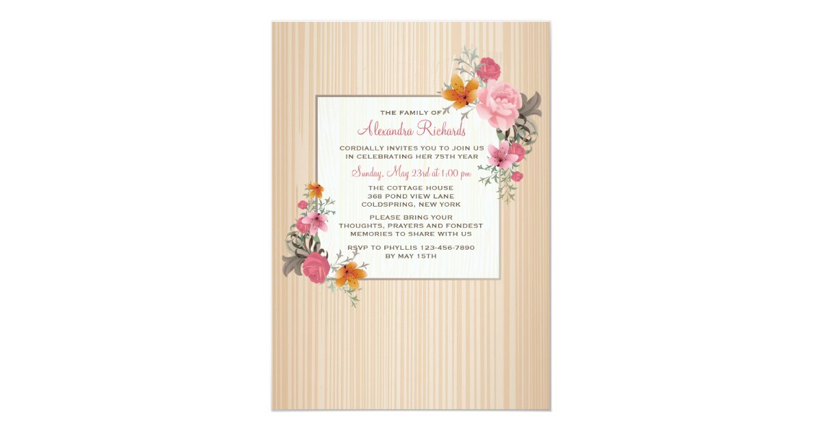 Floral Remembrance Invitation | Zazzle.com