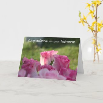 Floral Retirement Card, Pretty Pink Roses Card | Zazzle