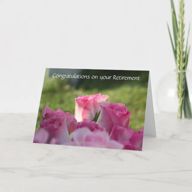 Floral Retirement Card, Pretty Pink Roses Card | Zazzle