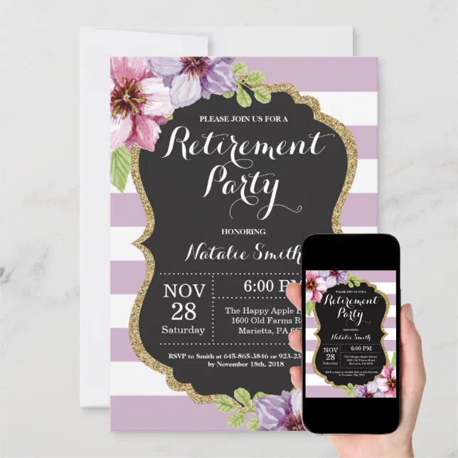 Floral Retirement Party Invitation Card | Zazzle