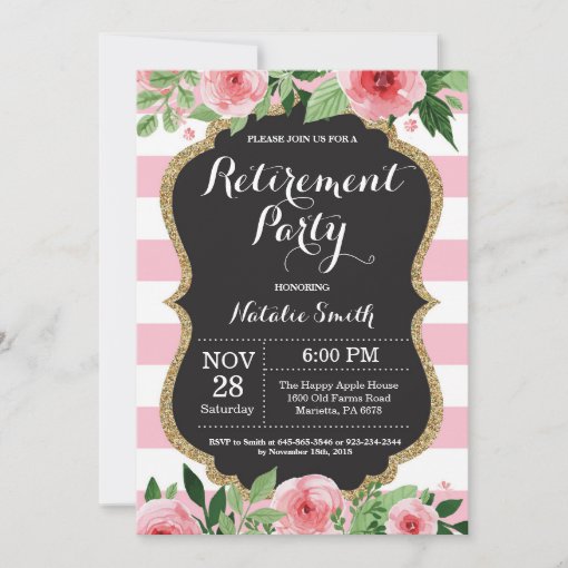 Floral Retirement Party Invitation Card | Zazzle