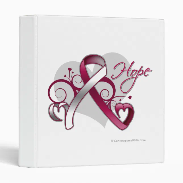 Floral Ribbon Hope - Head and Neck Cancer Binder | Zazzle