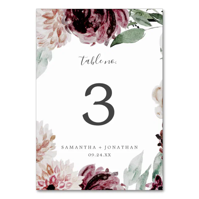 Floral Romance Table Number | Zazzle