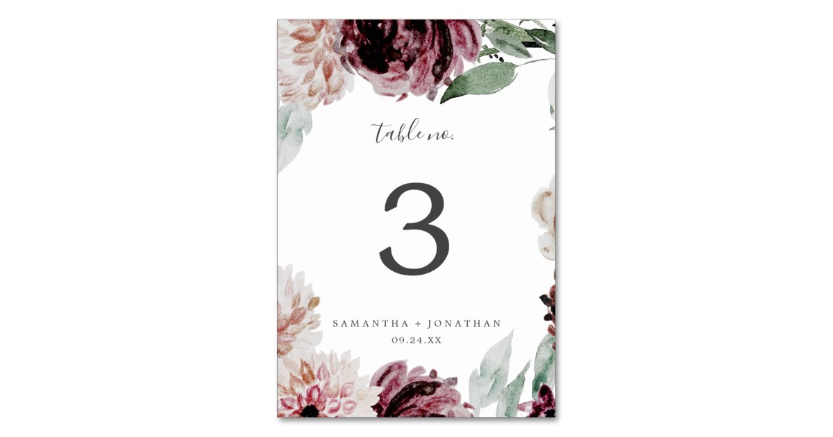Floral Romance Table Number | Zazzle