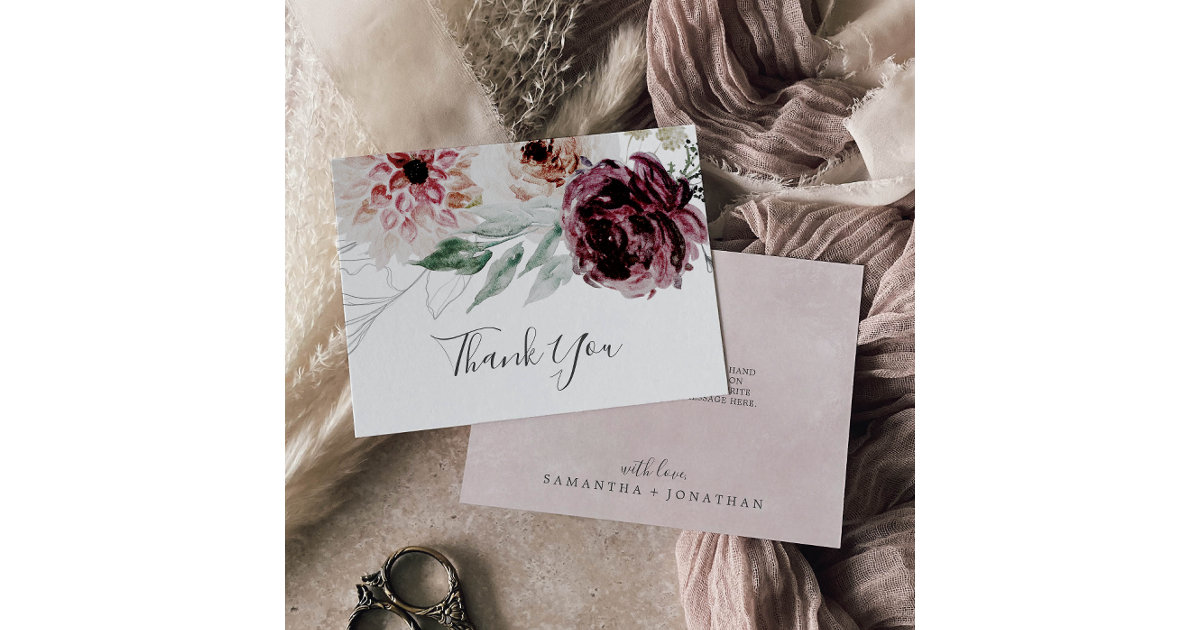 Floral Romance Thank You Card | Zazzle