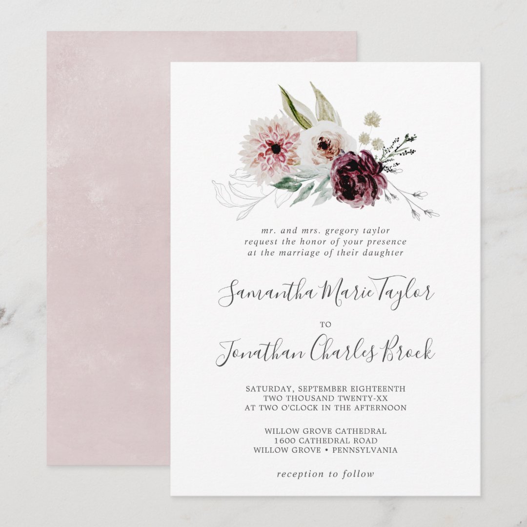 Floral Romance Traditional Wedding Invitation | Zazzle