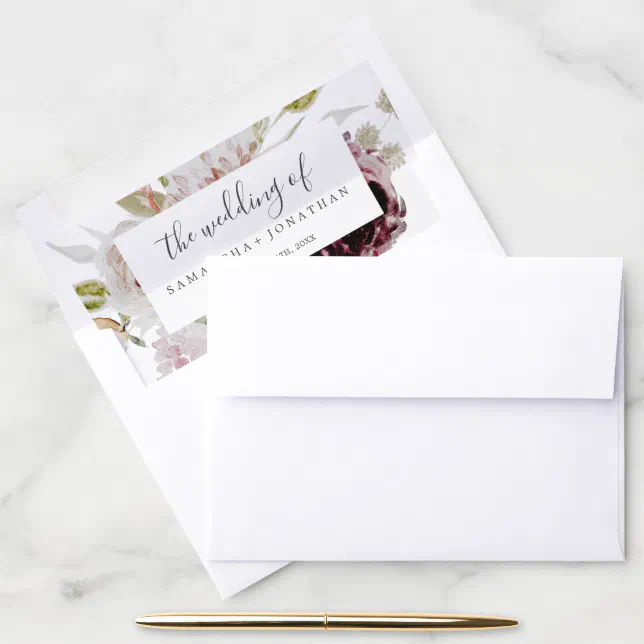 Floral Romance Wedding Envelope Liner | Zazzle