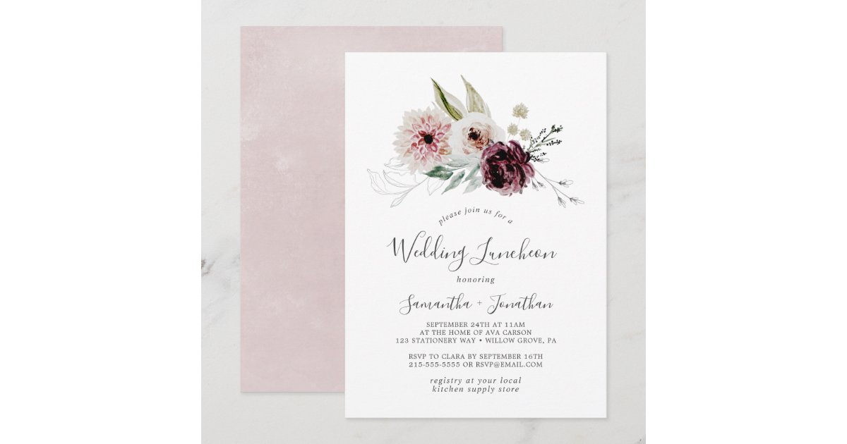 Floral Romance Wedding Luncheon Invitation | Zazzle