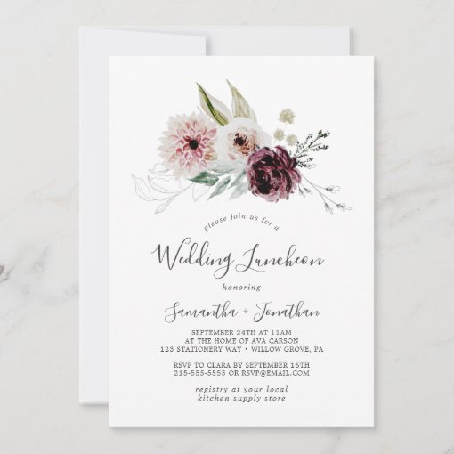 Floral Romance Wedding Luncheon Invitation | Zazzle