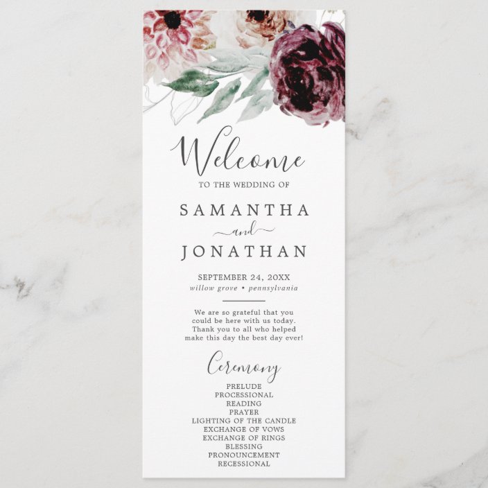 Floral Romance Wedding Program | Zazzle.com