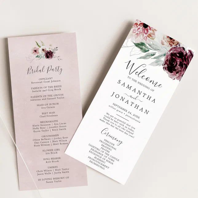 Floral Romance Wedding Program | Zazzle