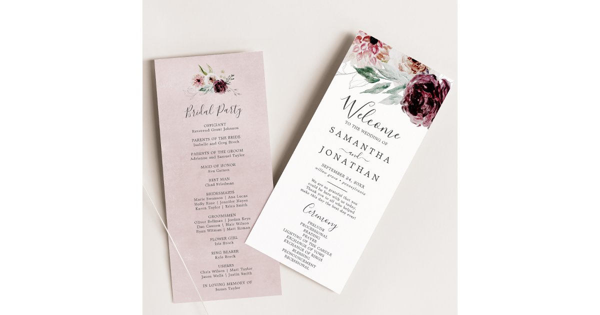 Floral Romance Wedding Program | Zazzle