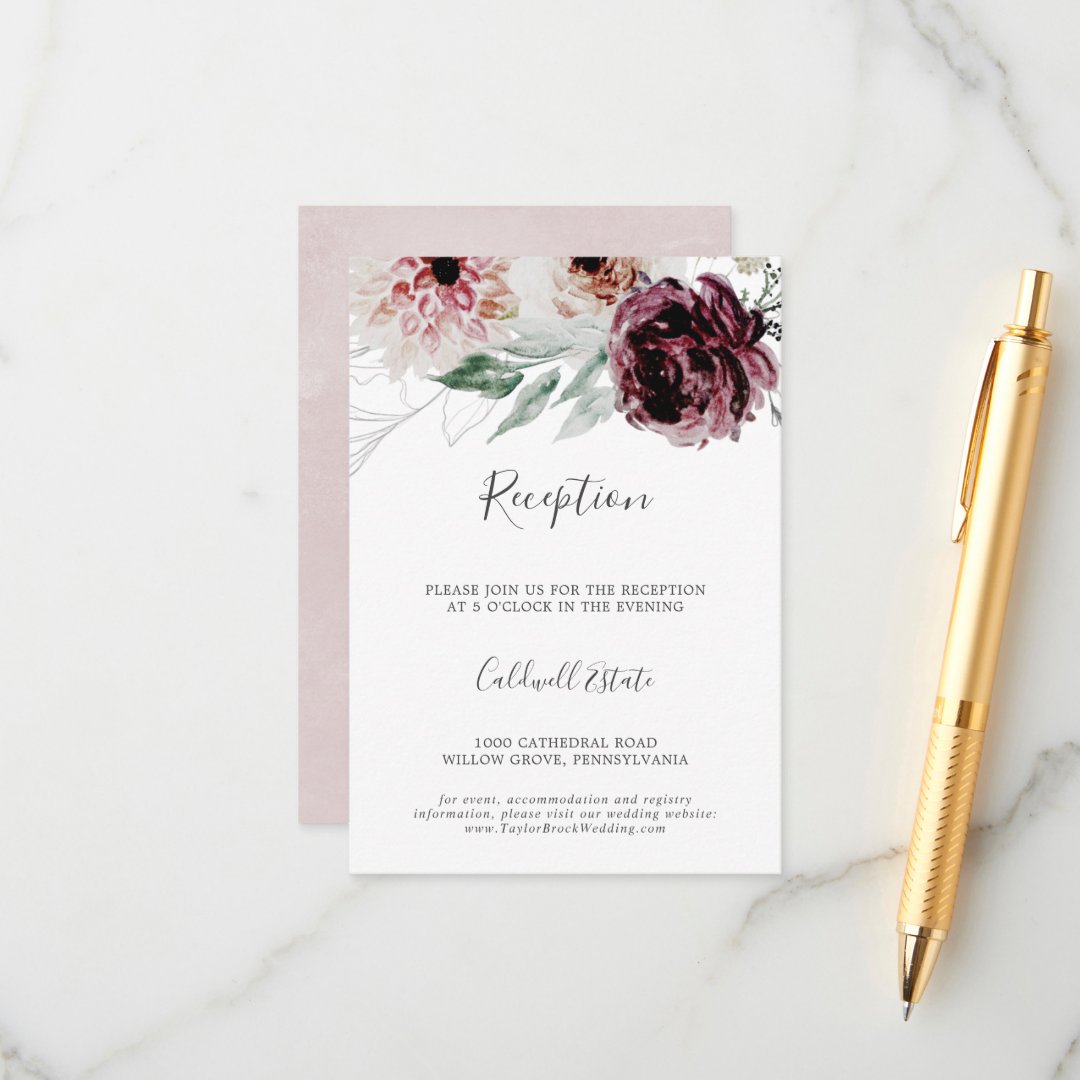 Floral Romance Wedding Reception Insert Card | Zazzle
