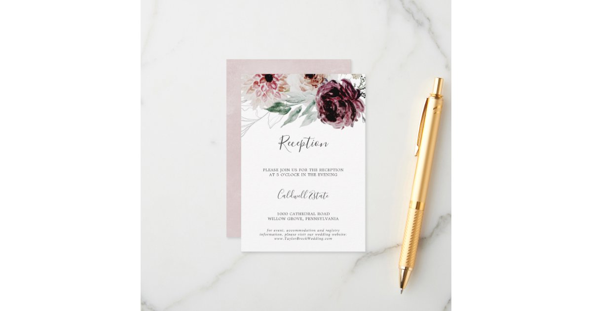 Floral Romance Wedding Reception Insert Card | Zazzle