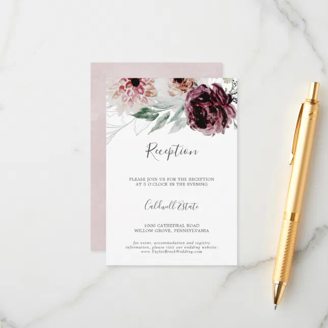 Floral Romance Wedding Reception Insert Card | Zazzle