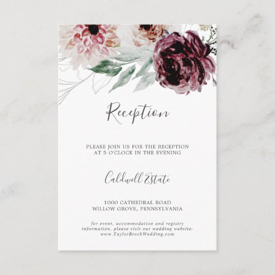 Floral Romance Wedding Reception Insert Card | Zazzle.com