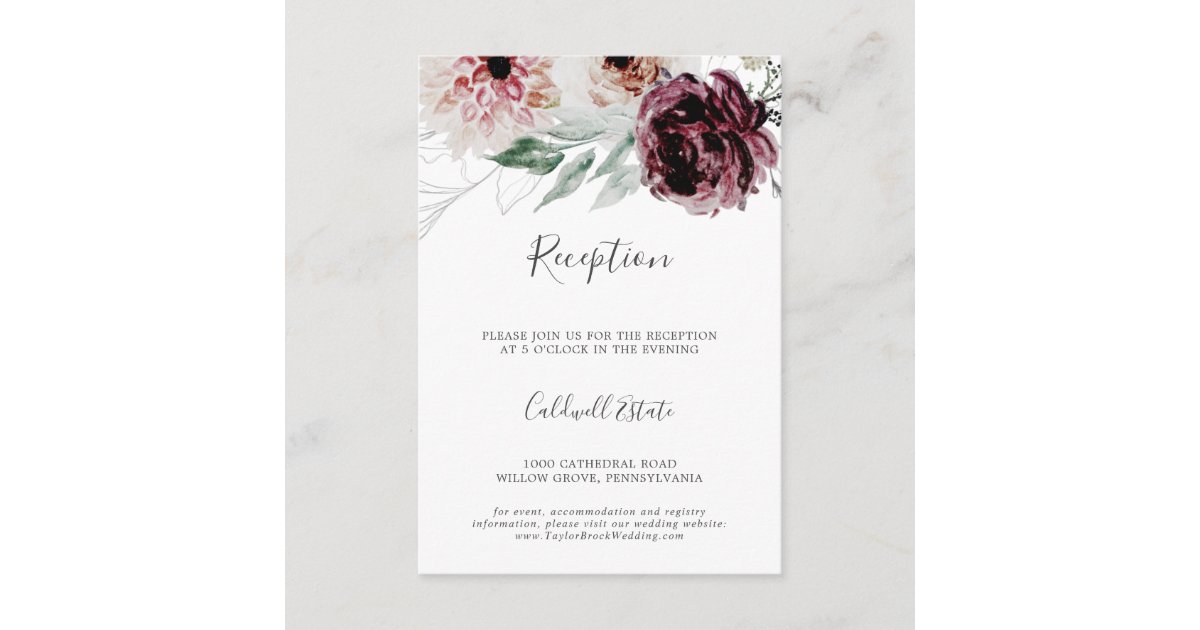 Floral Romance Wedding Reception Insert Card | Zazzle.com
