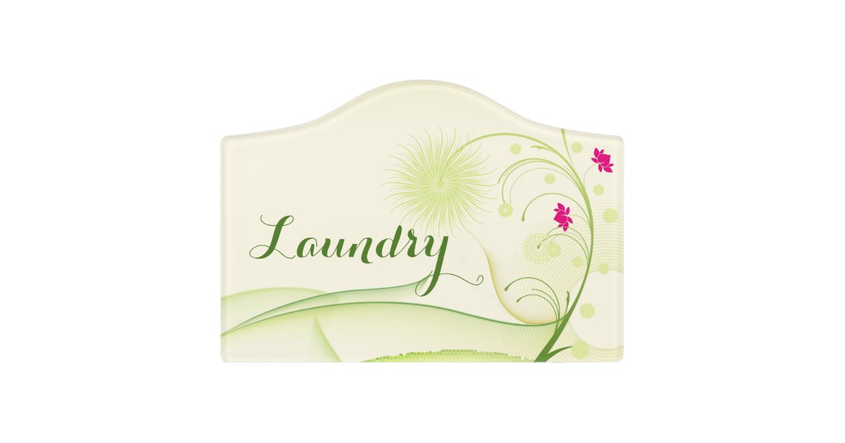 Floral Room Sign, "Laundry" Door Sign | Zazzle