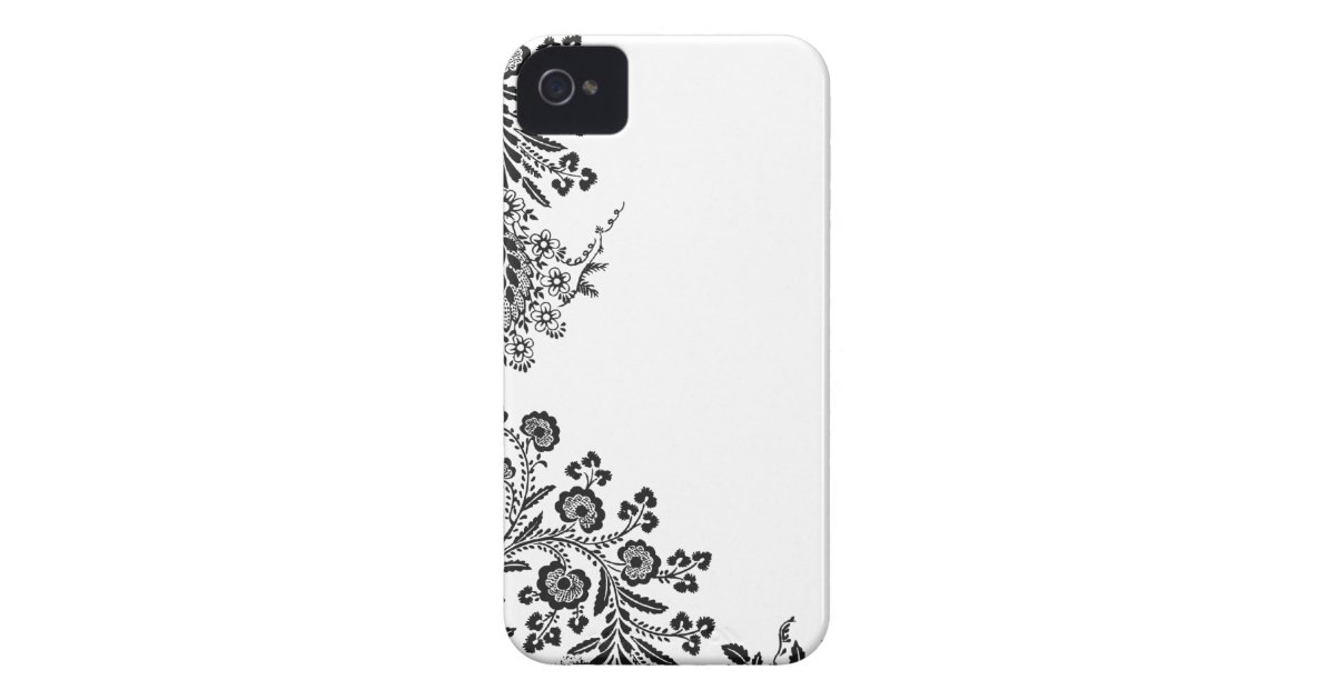 Floral rose branch silhouette iPhone 4S case cover | Zazzle