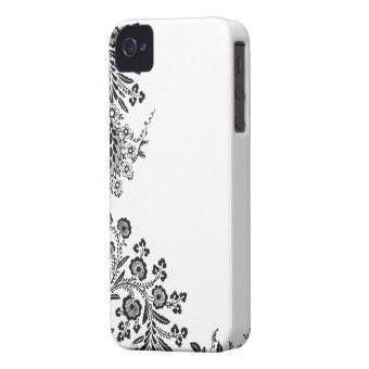 Floral rose branch silhouette iPhone 4S case cover | Zazzle