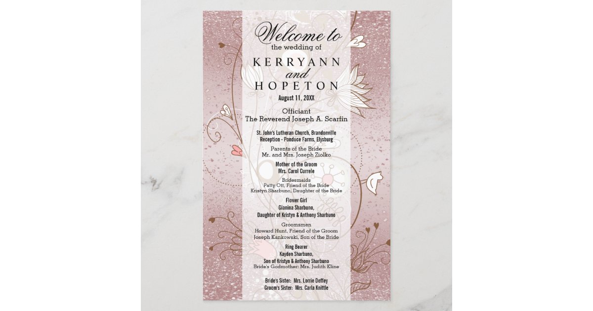 Floral Rose Gold Glitter - Program | Zazzle